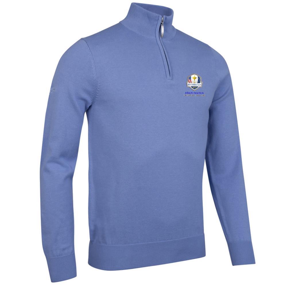 Glenmuir Gents Devon Ryder Cup 27 1/4 Zip Sweater Light Blue