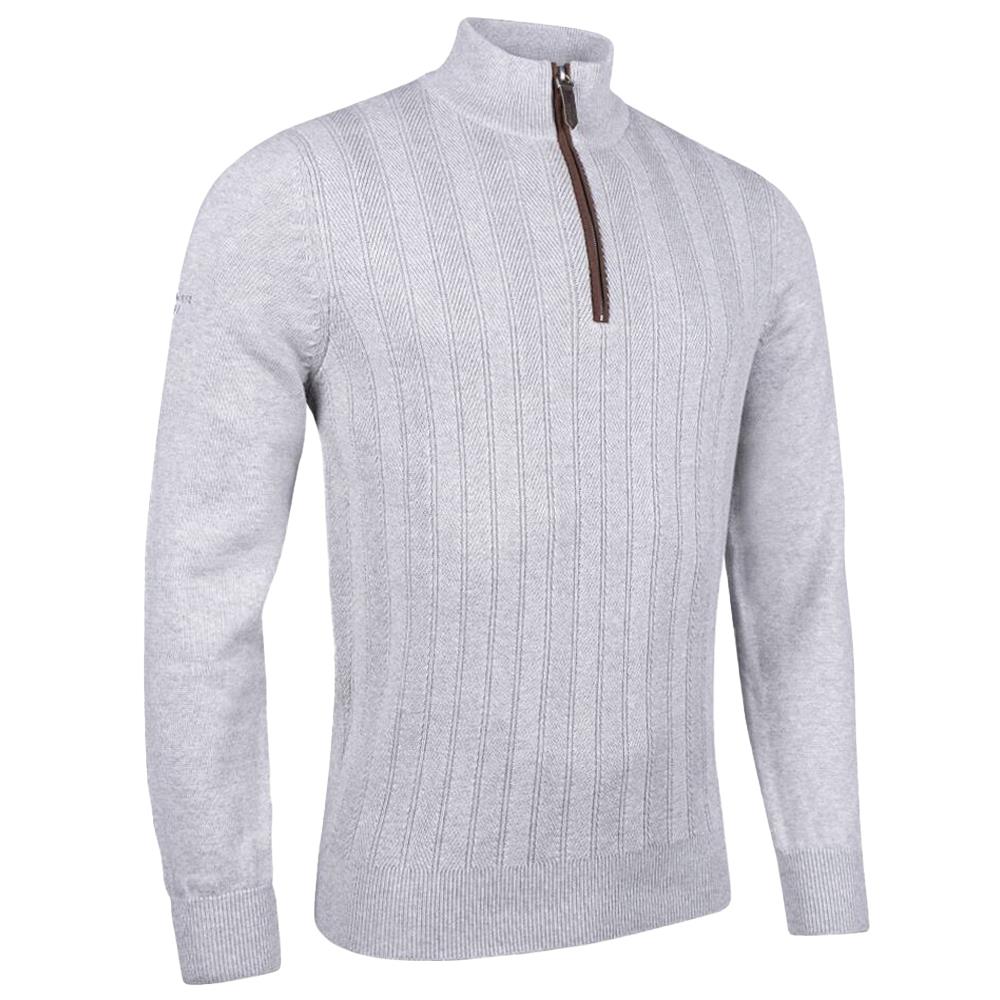 Glenmuir Gents Solway Zip Neck Sweater Light Grey Marl