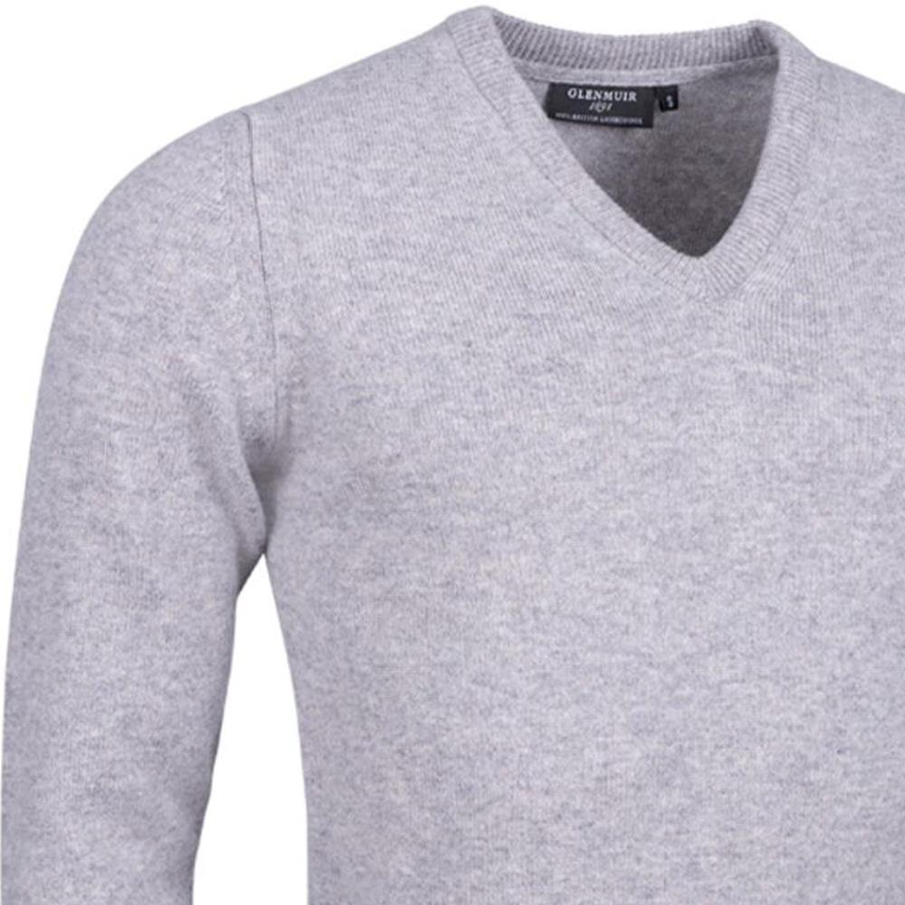 Glenmuir Gents Lomond V Neck Lambswool Sweater Light Grey