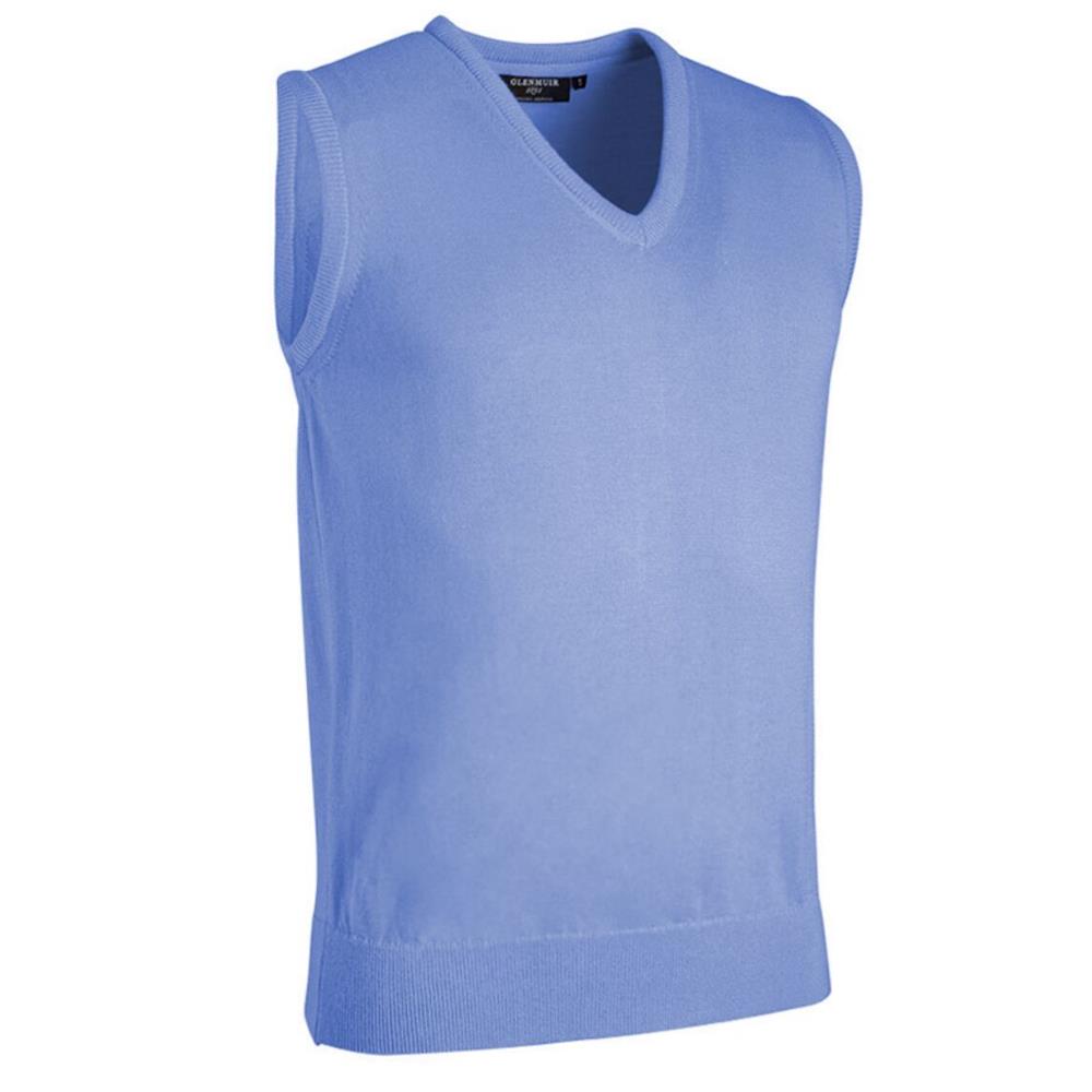 Glenmuir Gents Rankin V Neck Merino Wool Slipover Light Blue