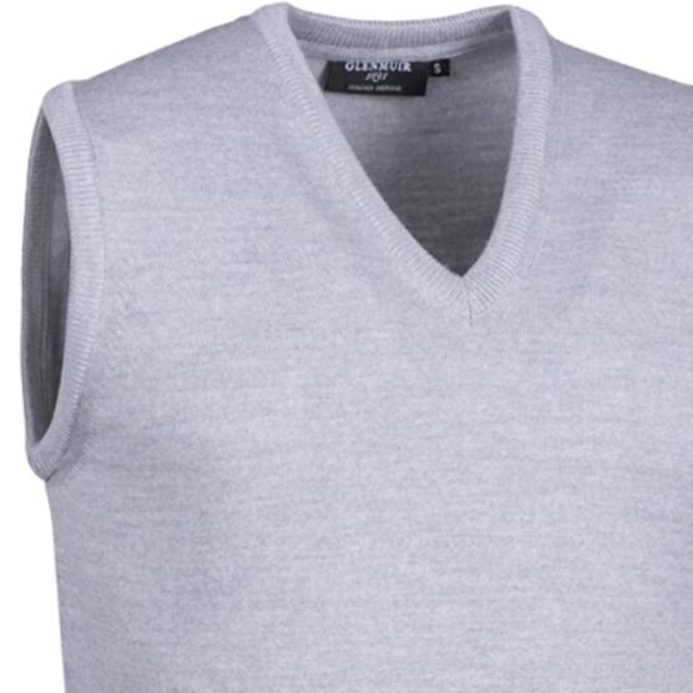 Glenmuir Gents Rankin V Neck Merino Wool Slipover Light Grey