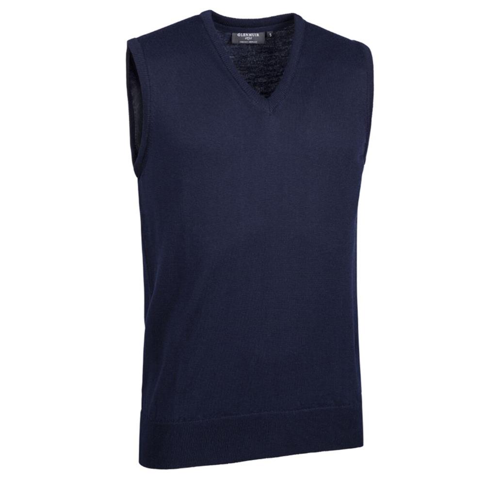 Glenmuir Gents Rankin V Neck Merino Wool Slipover Navy