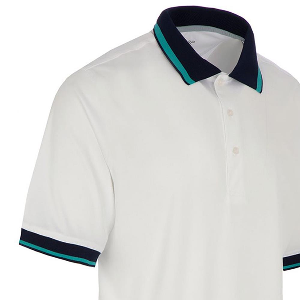 Proquip Gents Sub-7 Plain Polo Shirt White Navy Porcelain