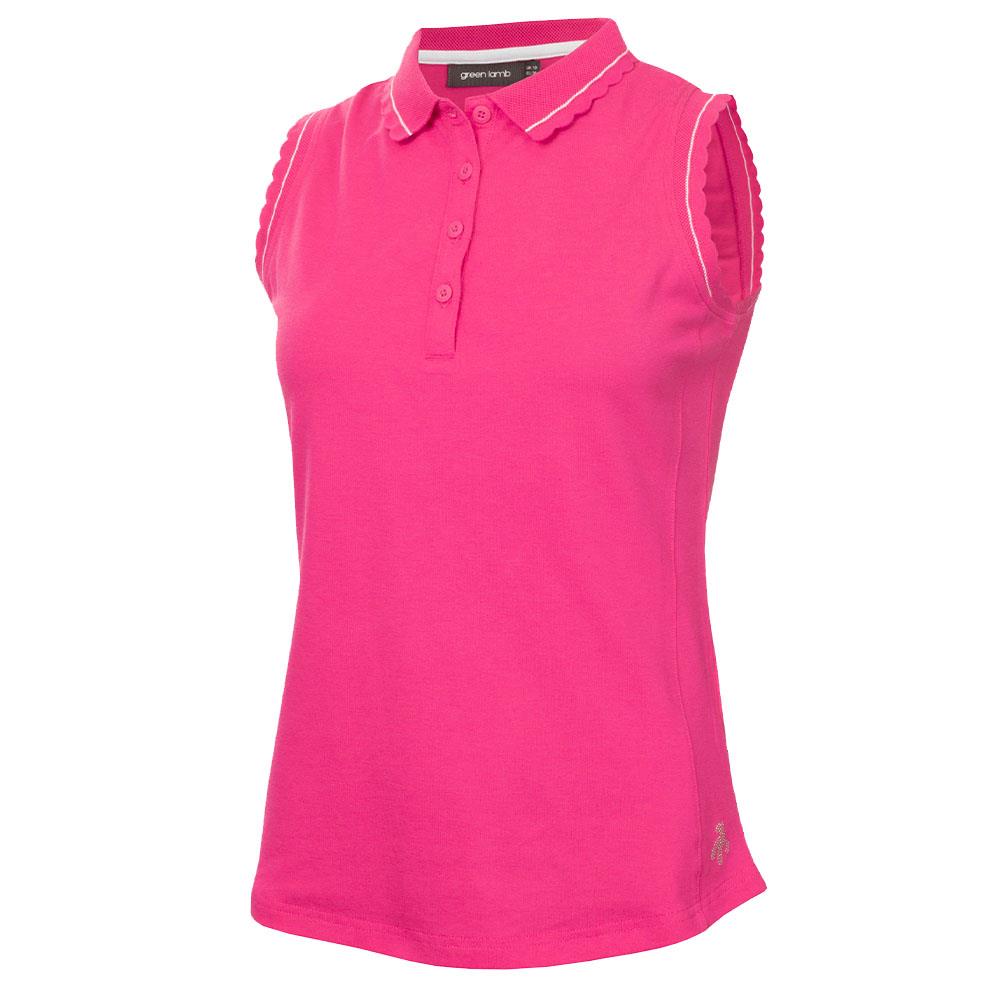 Green Lamb Ladies Octavia Sleeveless Club Polo Shirt Raspberry - Pink