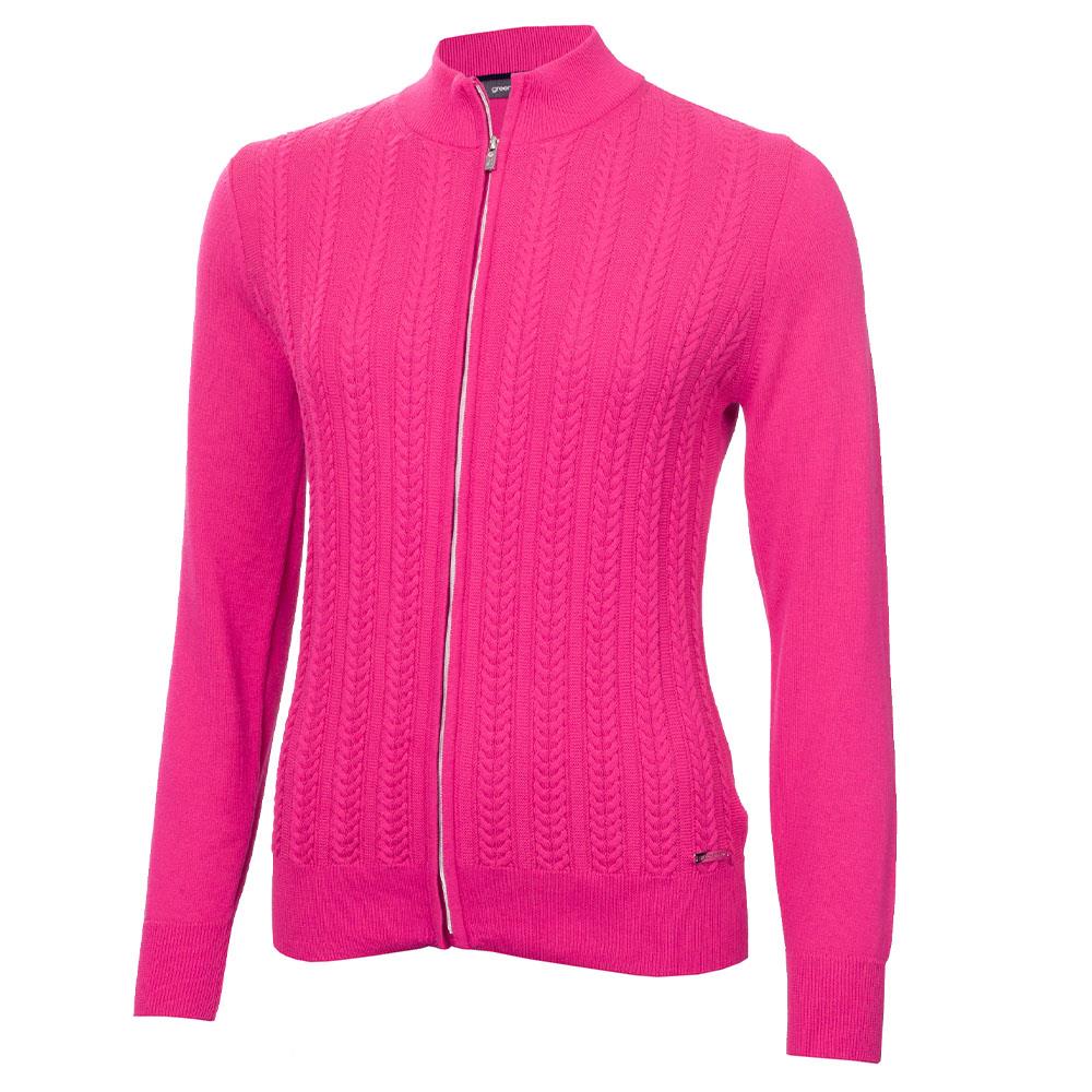 Green Lamb Ladies Olena Cable Cardigan Raspberry Pink
