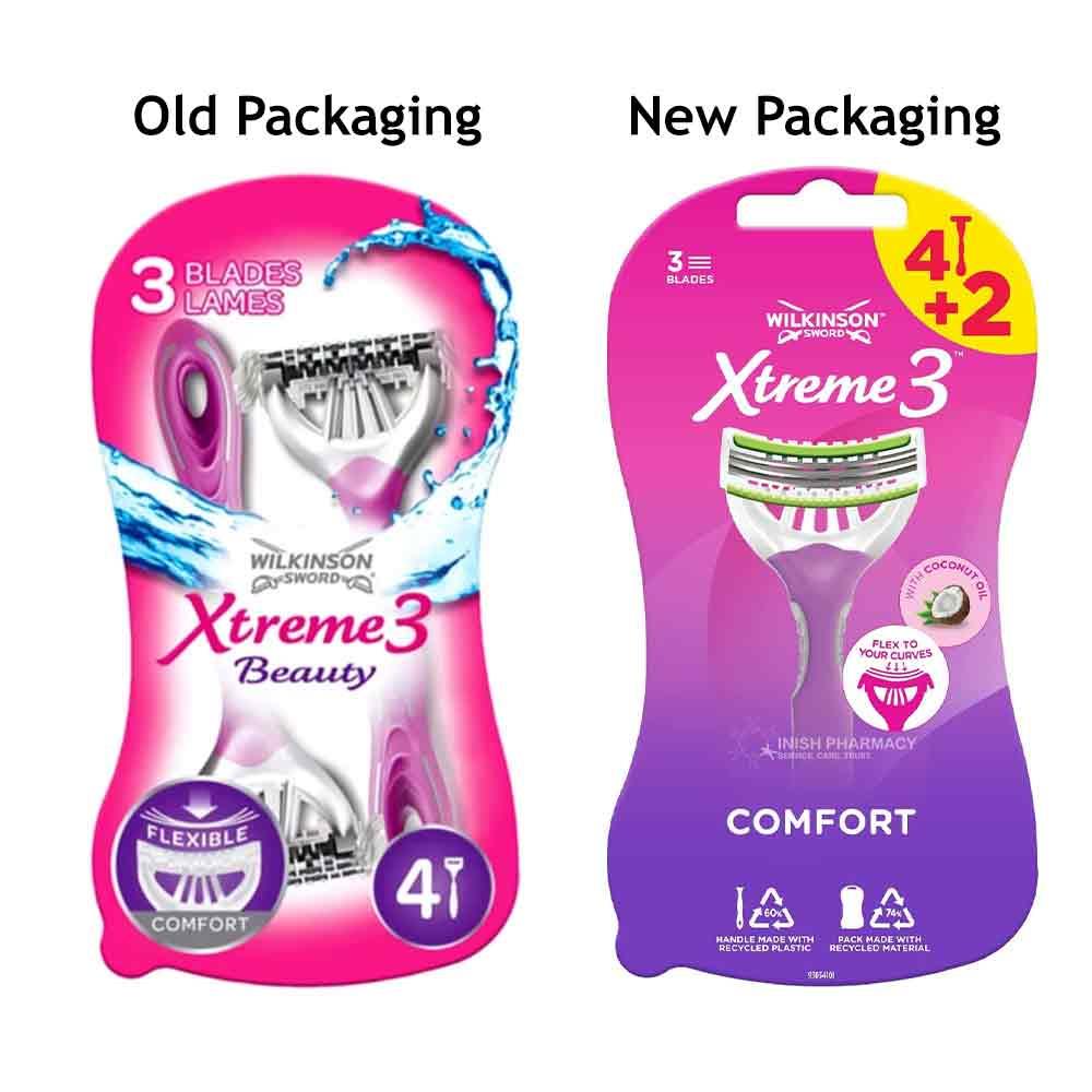 Wilkinson Sword Extreme 3 Beauty - 4 Disposable Razors | Inish Pharmacy ...