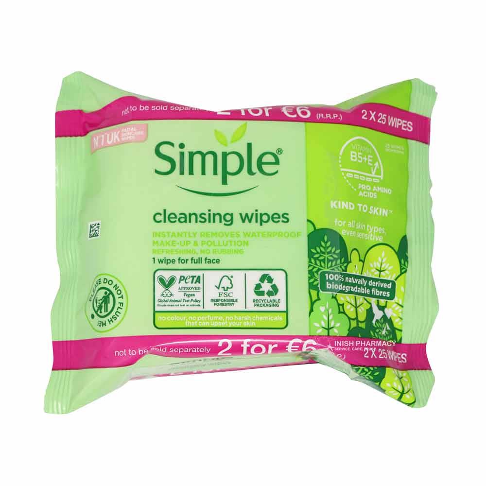 Simple Facial Wipes Twin Pack | Inish Pharmacy | Ireland