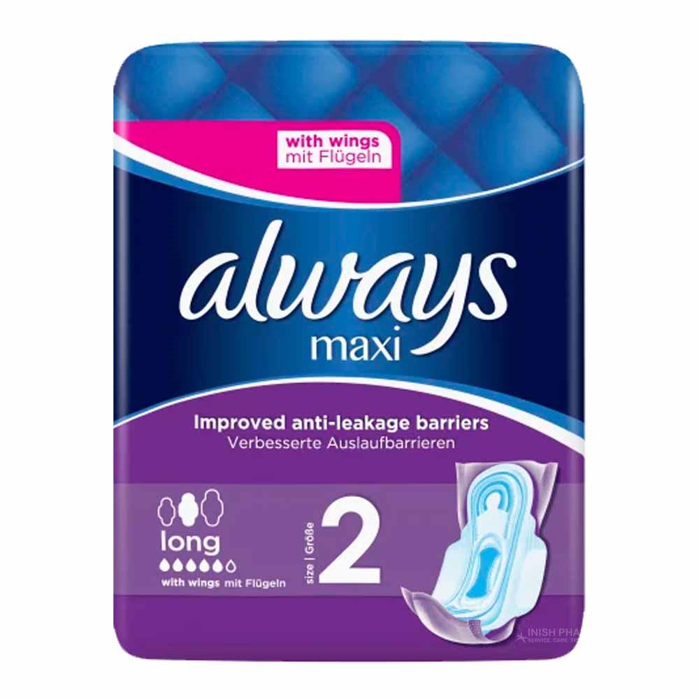 Always Maxi Long With Wings 12 Pack | Inish Pharmacy | Ireland