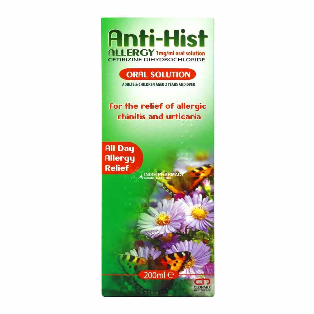 Anti-Hist Allergy Cetirizine Oral Solution 200ml | Inish Pharmacy | Ireland