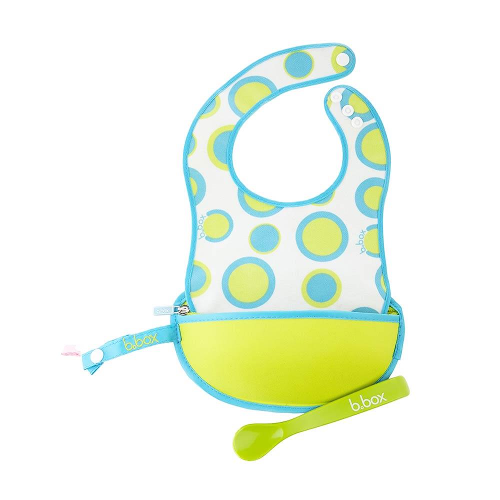 b.box Travel Bib & Spoon - Retro Circles (Green) | Inish Pharmacy | Ireland