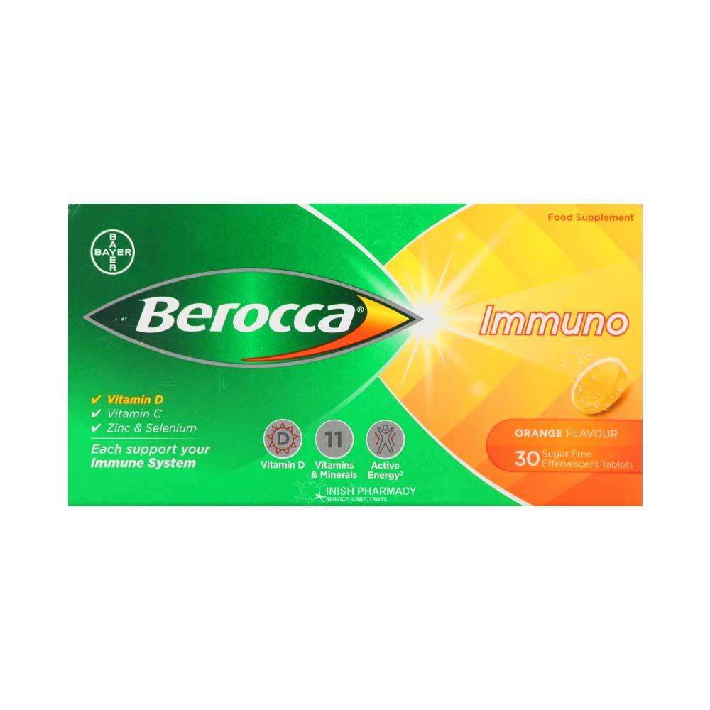 Berocca Immuno Sugar-Free Orange Effervescent Tablets 30 Pack | Inish ...