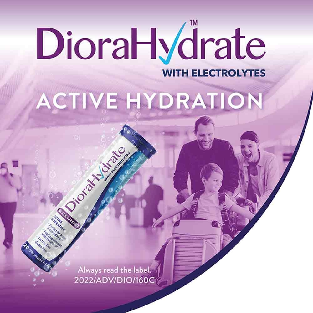 DioraHydrate with Electrolytes Blackcurrant 20 Effervescent Tablets ...