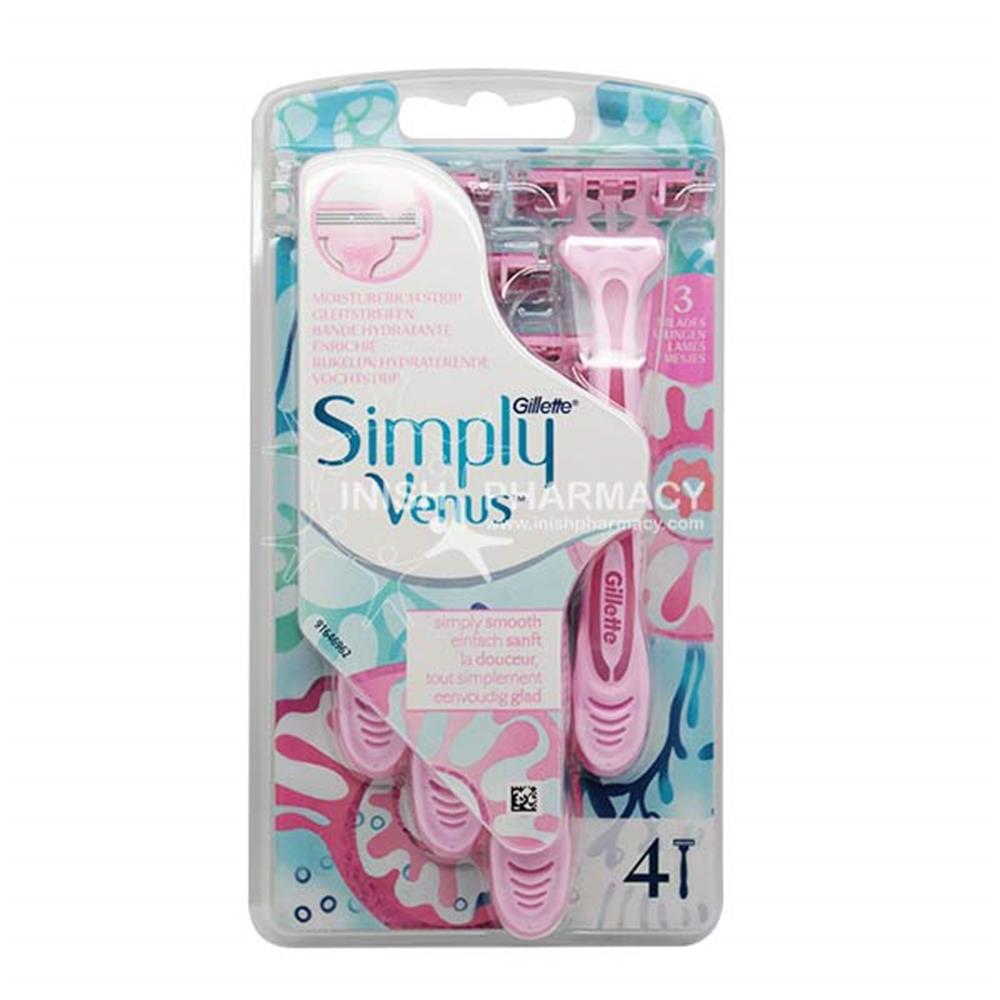 Gillette Simply Venus 3 Blade Razors 4 Pack | Inish Pharmacy | Ireland