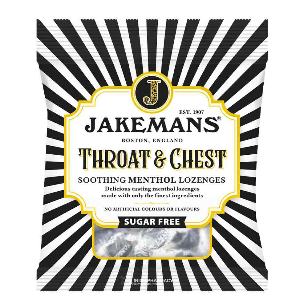 Jakemans Throat & Chest Soothing Menthol Sweets Sugar Free 50g | Inish ...