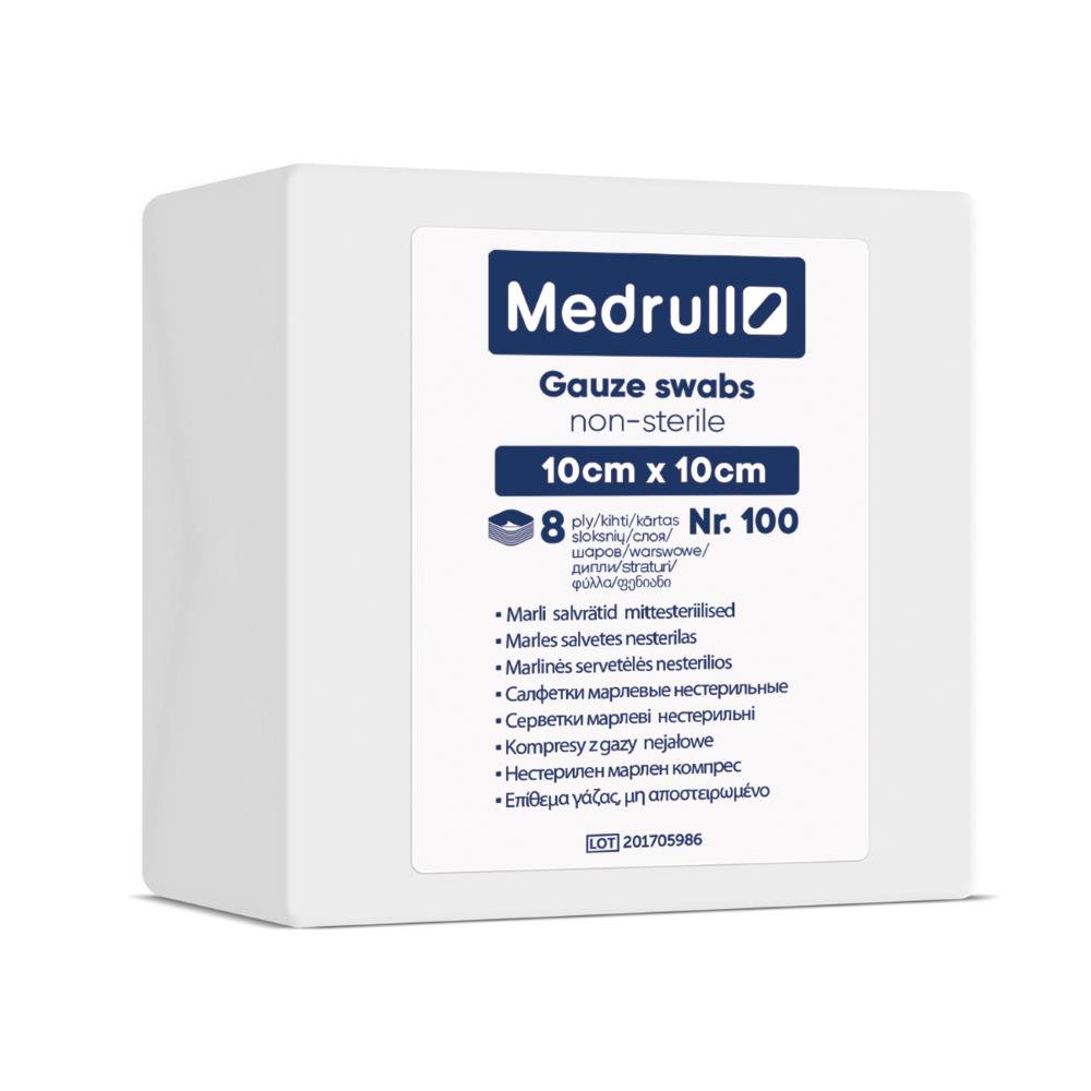 Medrull Non Sterile 8 Ply Gauze Swabs 10cm x 10cm 100 Pack | Inish ...