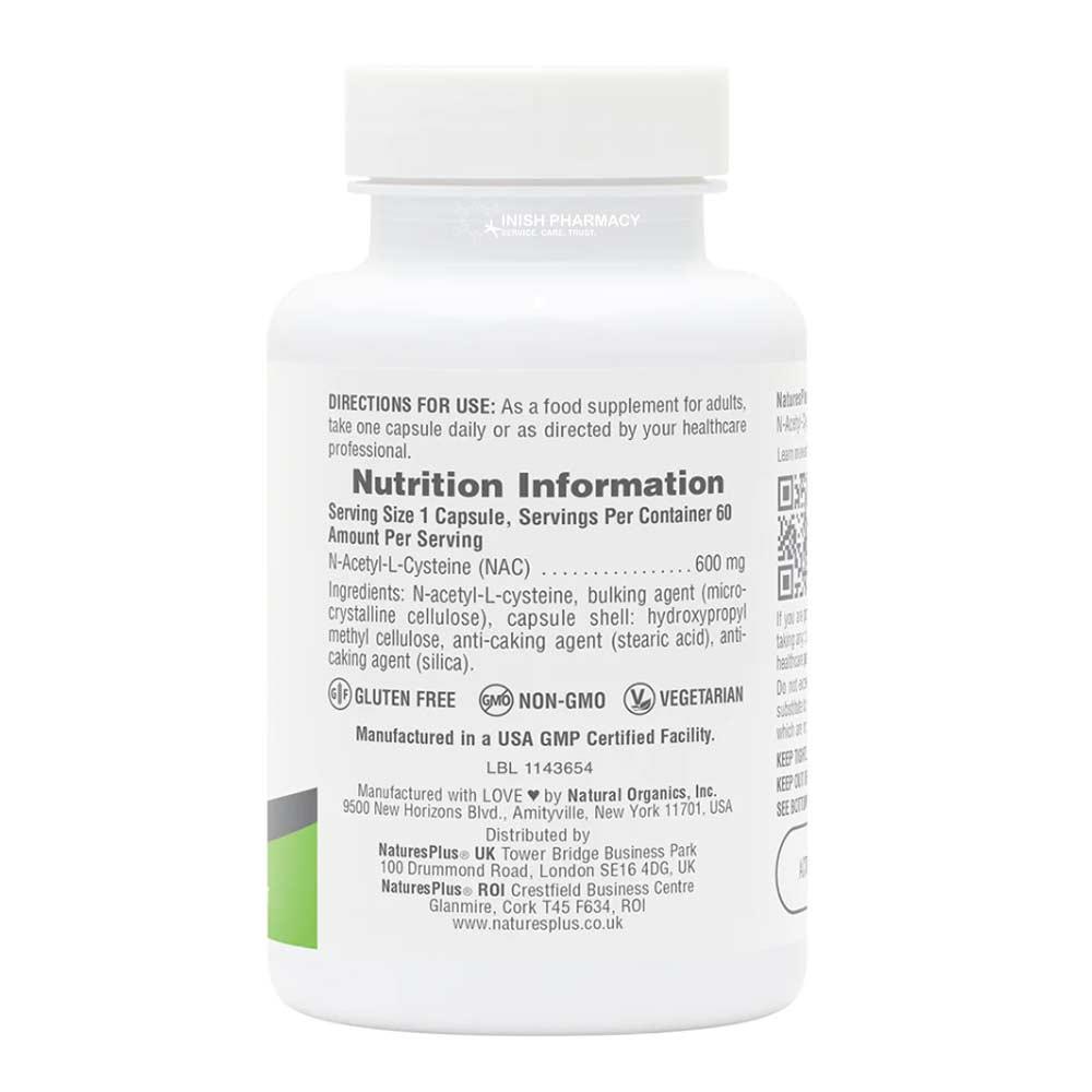 Natures Plus PRO NAC N-Acetyl Cysteine 600mg 60 Capsules | Inish ...