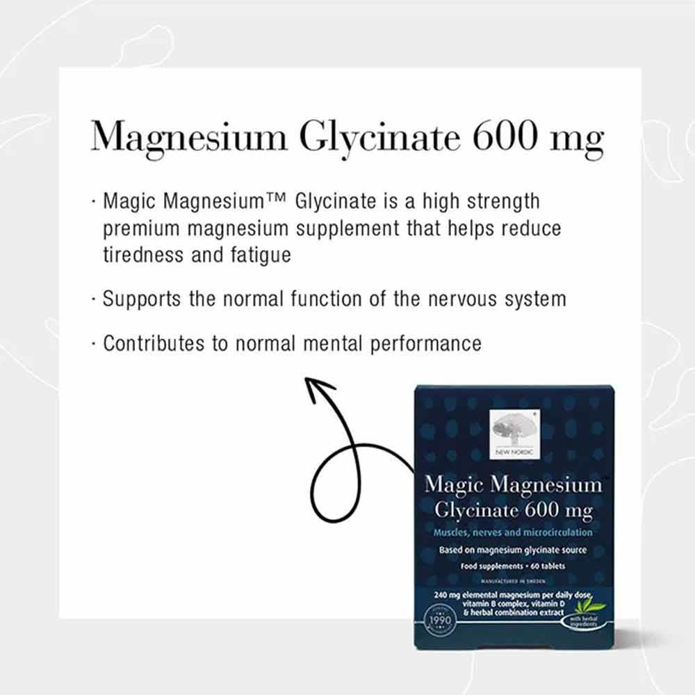 New Nordic Magic Magnesium Glycinate 600mg 60 Tablets | Inish Pharmacy | Ireland