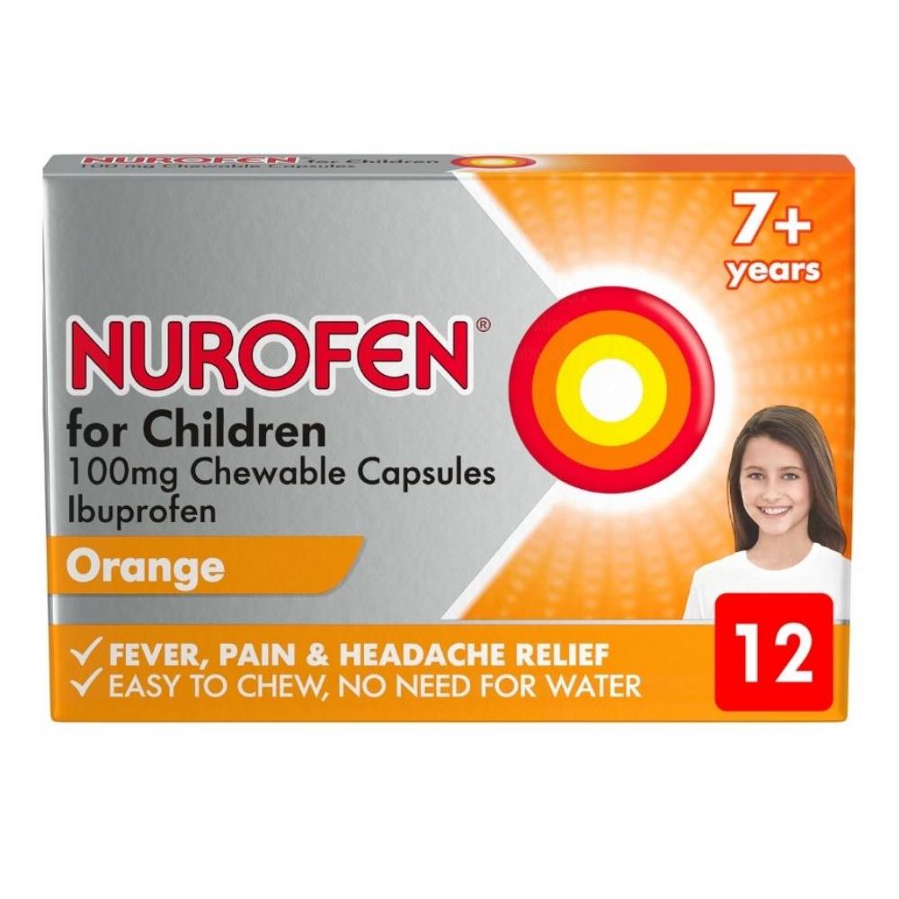 Nurofen For Children 100mg Chewable Capsules Ibuprofen 7+ years 12 ...