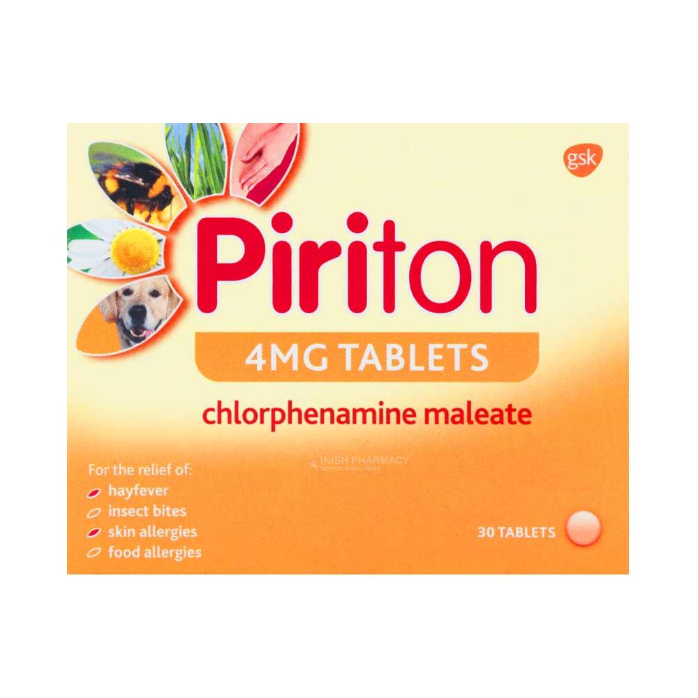 Piriton Tablets Chlorphenamine 4mg 30 Pack | Inish Pharmacy | Ireland