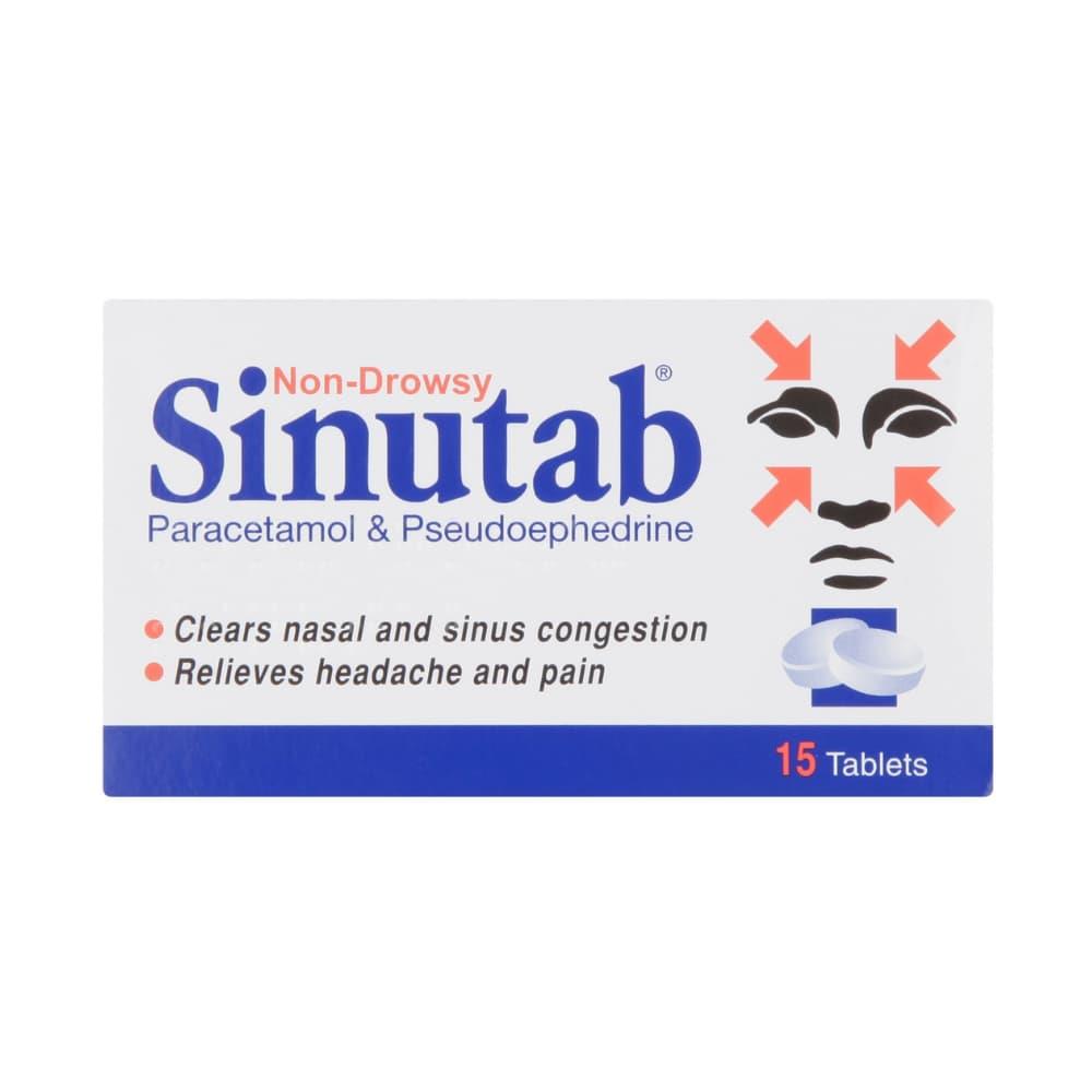Sinutab 500mg/30mg Tablets 15 Pack | Inish Pharmacy | Ireland