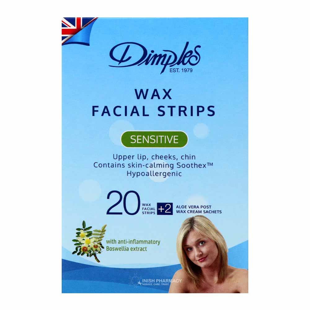 Dimples Wax Sensitive Facial Strips 20 Pack | Inish Pharmacy | Ireland