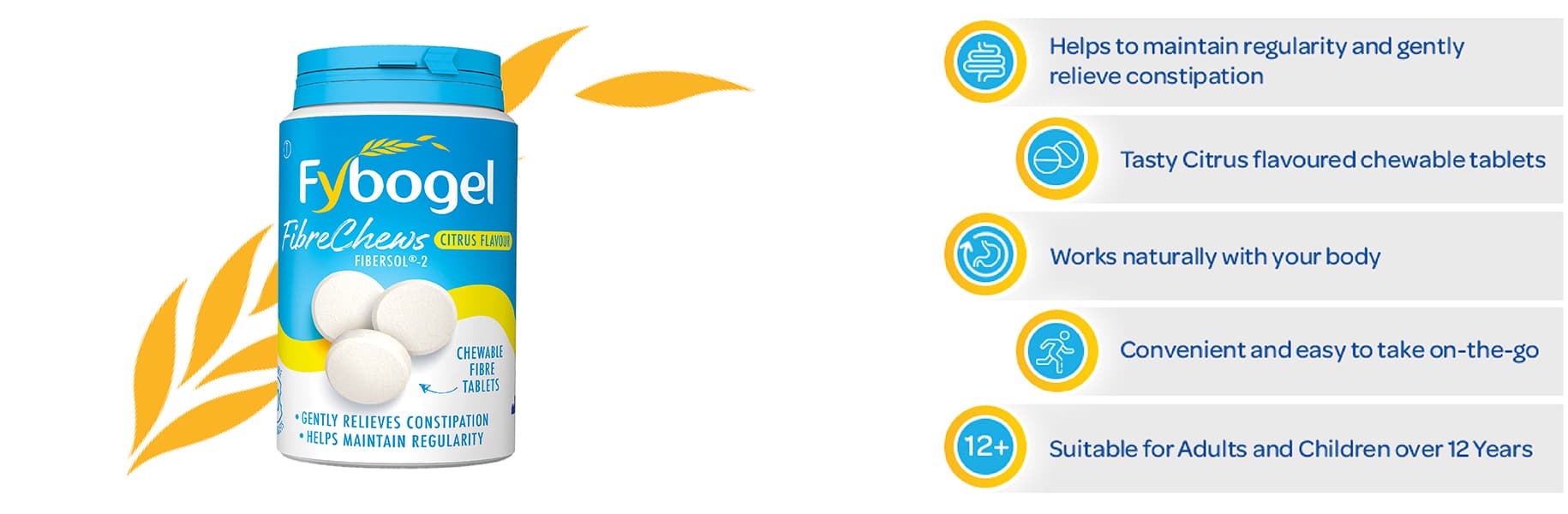 Fybogel Fibre Chews Citrus Flavour 30 Tablets | Inish Pharmacy | Ireland