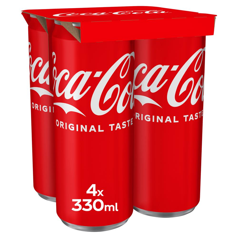 Coca-Cola Original Taste 4 x 330ml Cans | Buy now at Carry Out Off Licence