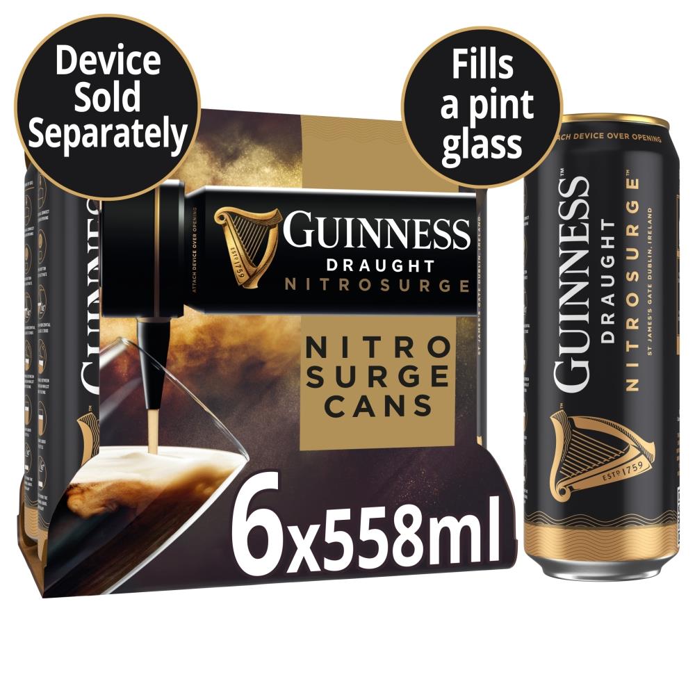 Guinness Nitrosurge Draught Stout 6 x 558ml Cans | Buy now at Carry Out ...