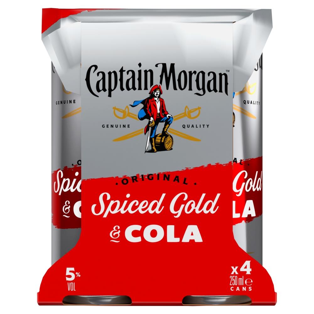 Captain Morgan & Cola 4 x 250ml Cans | Buy now at Carry Out Off Licence