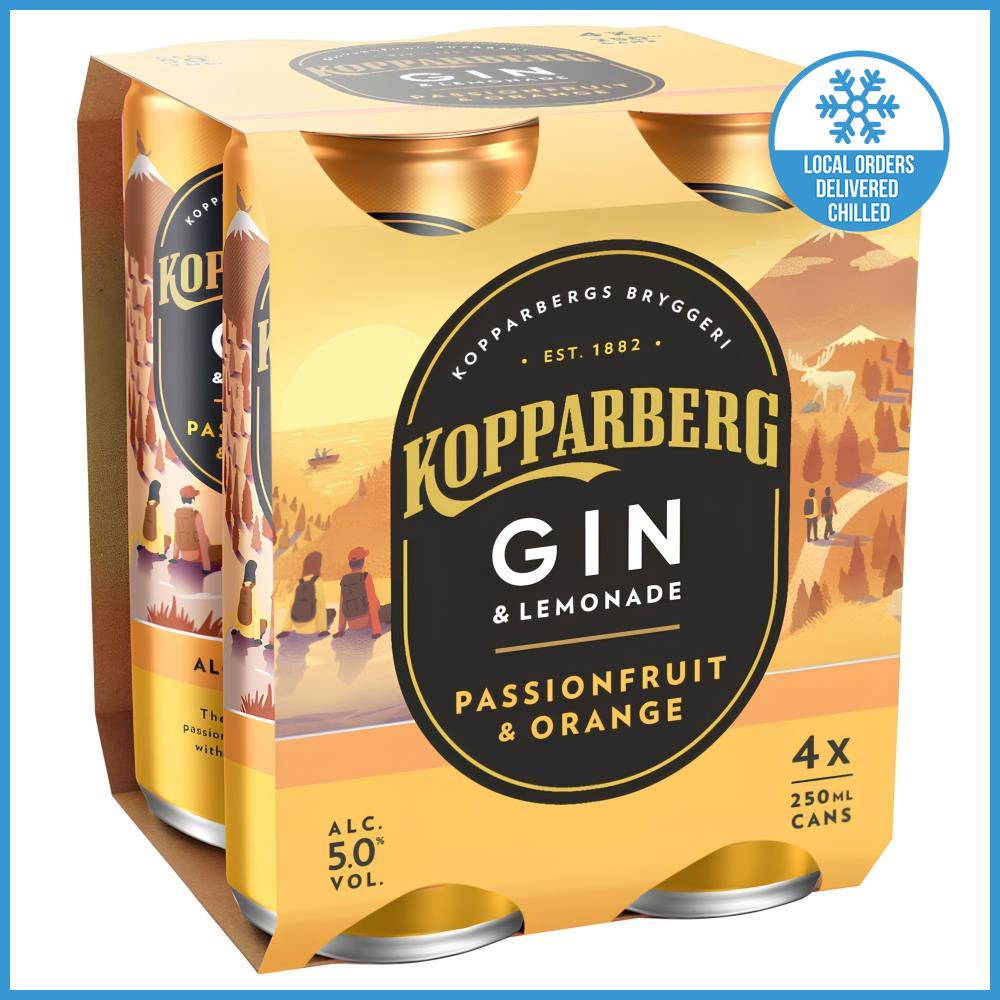 Kopparberg Passionfruit & Orange Gin 4 x 250ml Cans | Buy now at Carry ...