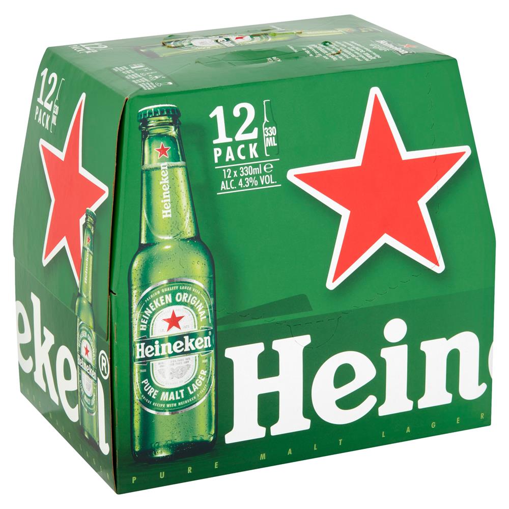 Heineken Lager 12 x 330ml Bottles | Buy now at Carry Out Off Licence