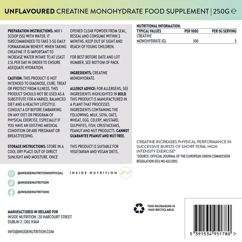 Inside Nutrition Creatine Monohydrate Powder 250g | Inside Nutrition ...