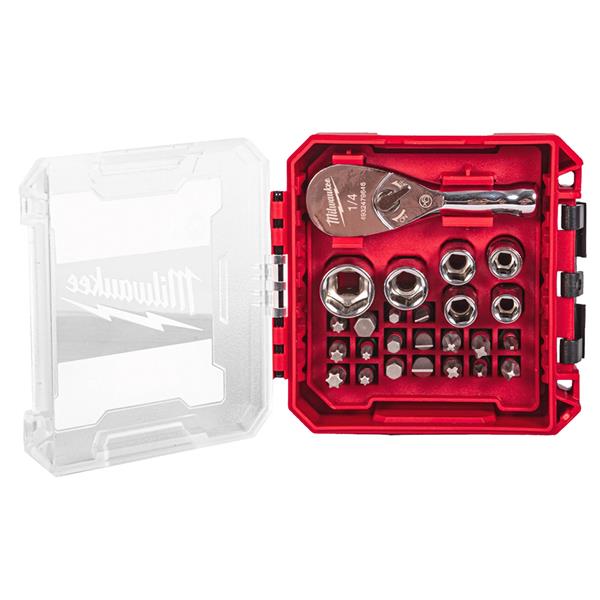 Milwaukee 25pv ¼? Drive Compact Ratchet Set in PACKOUT™ Compatible Box ...