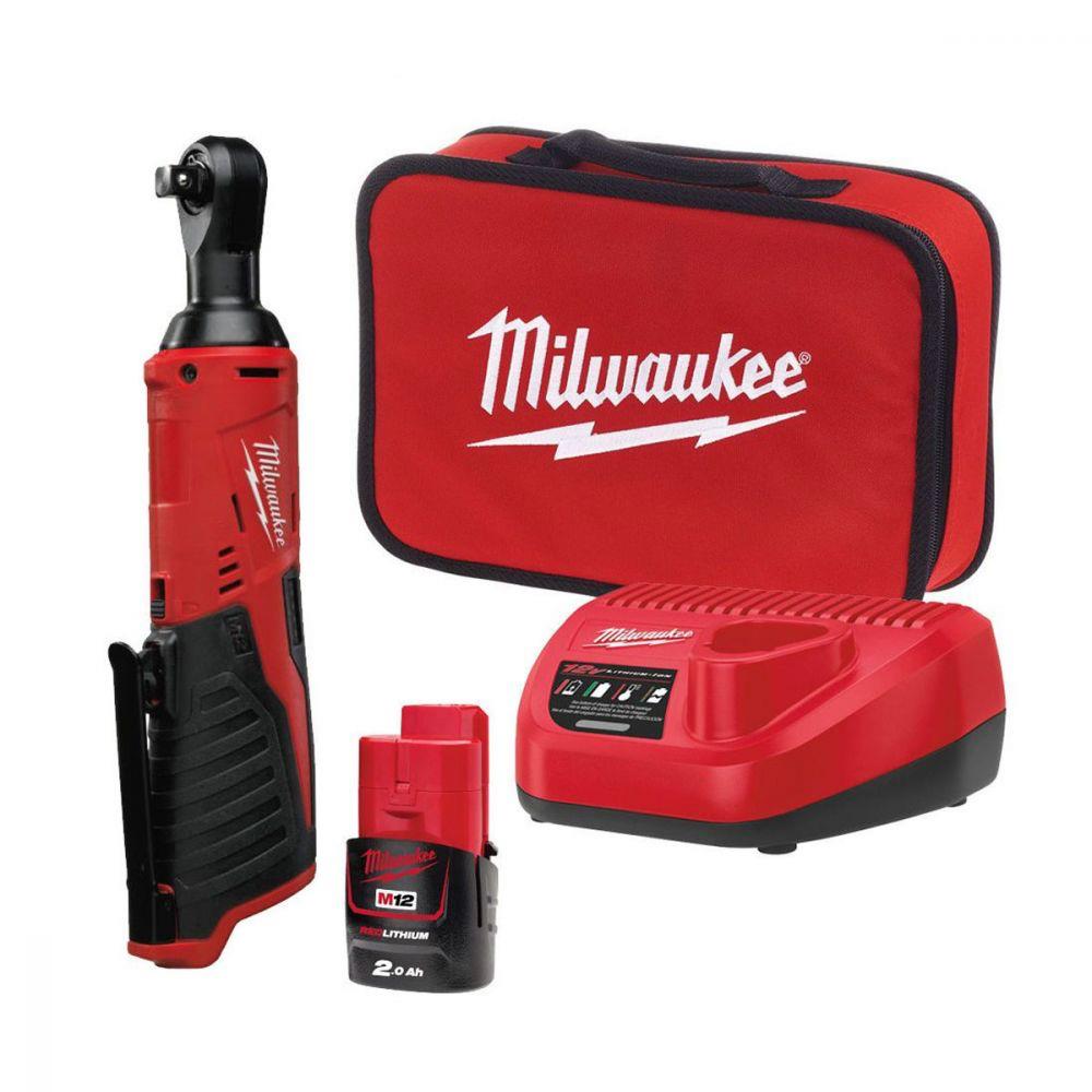Milwaukee 12v FUEL 3/8" Impact Ratchet - 1/4" Adaptor - M12FIR38-201 ...