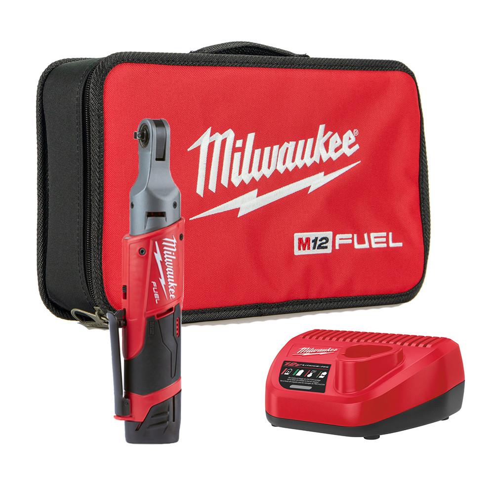 Milwaukee 12v FUEL 1/4" Impact Ratchet - 3/8" Adaptor - M12FIR14-201B ...