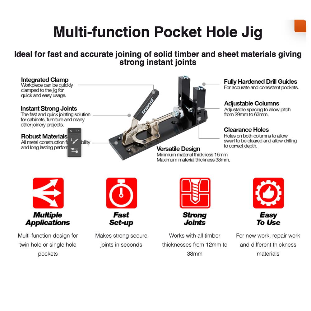 Trend Pocket Hole Jig - Adaptable Fast & Simple Jointing System - PH ...