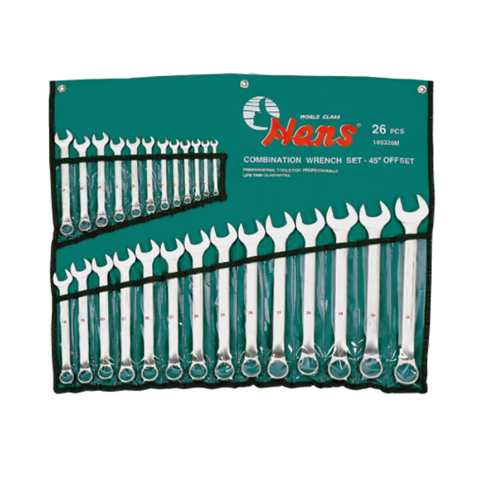 26 PIECE COMBINATION SPANNER SET 45 DEGREE OFFSET 166326M | Air Impact