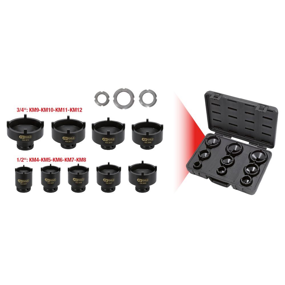 Socket set for KM groove nuts, studs exterior, 9 pcs 450.5000 | Air Impact
