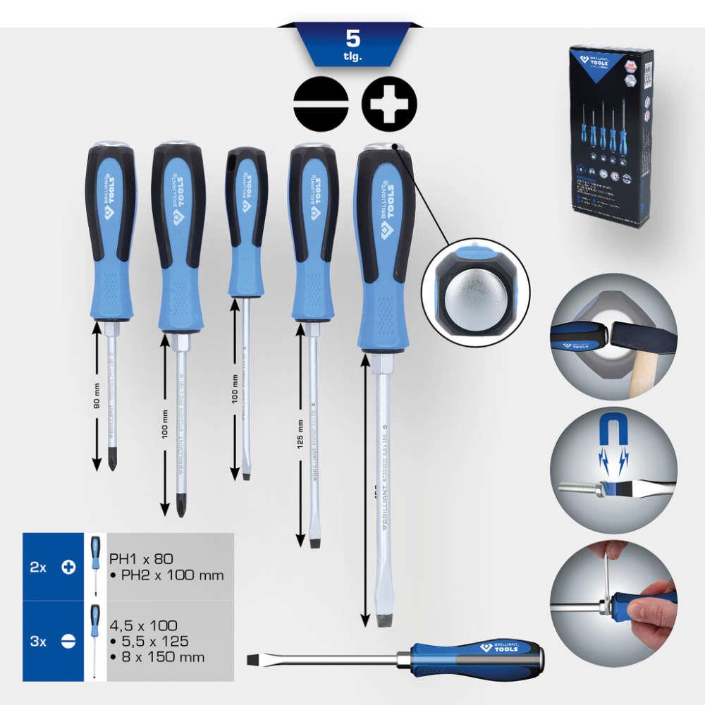 Screwdriver set with impact cap 5 piece BT031020 | Air Impact