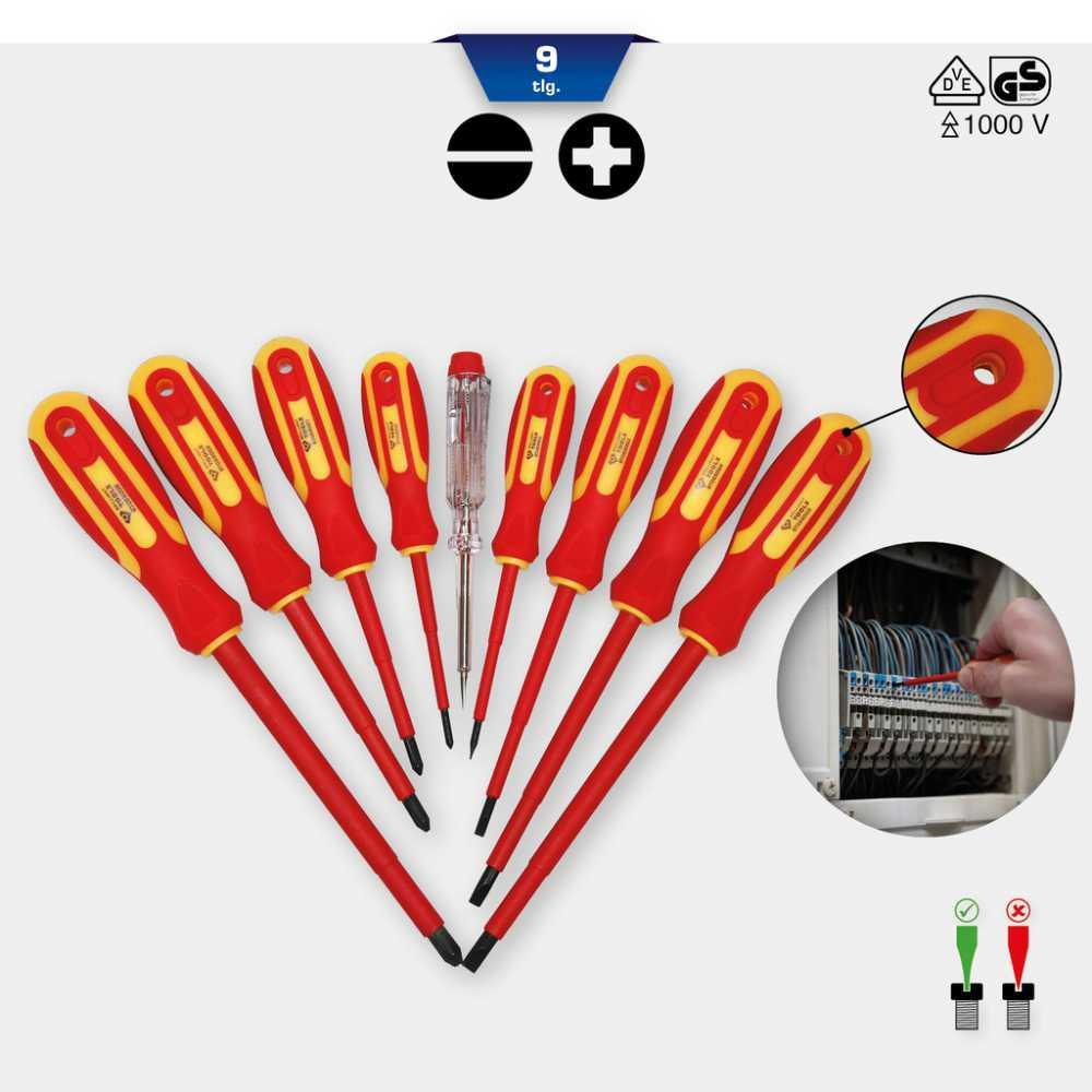 VDE screwdriver set, 9 pieces, slotted and PH Phillips BT068010 | Air ...