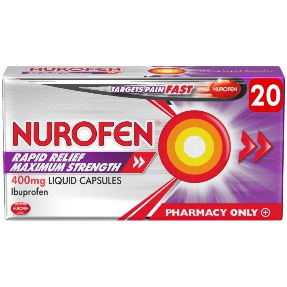 Nurofen Rapid Relief Max Strength 400mg Ibuprofen 20 Capsules ...