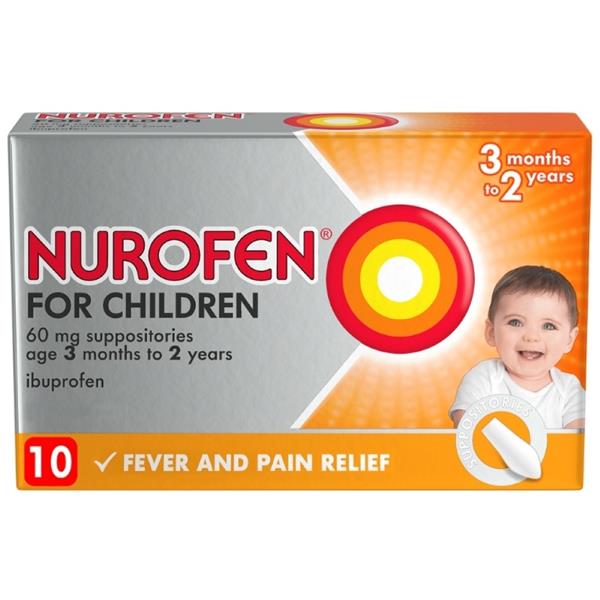 Nurofen For Children 60Mg Suppositories 3 Months To 2 Years 10's ...