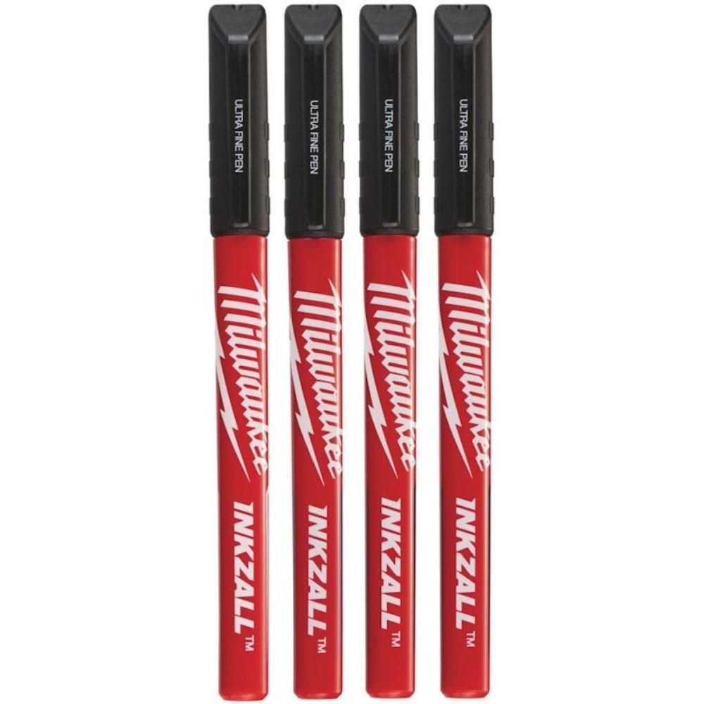 Milwaukee INKZALL Ultra Fine Point Black Pen Set (4 Pack) 48223164 ...
