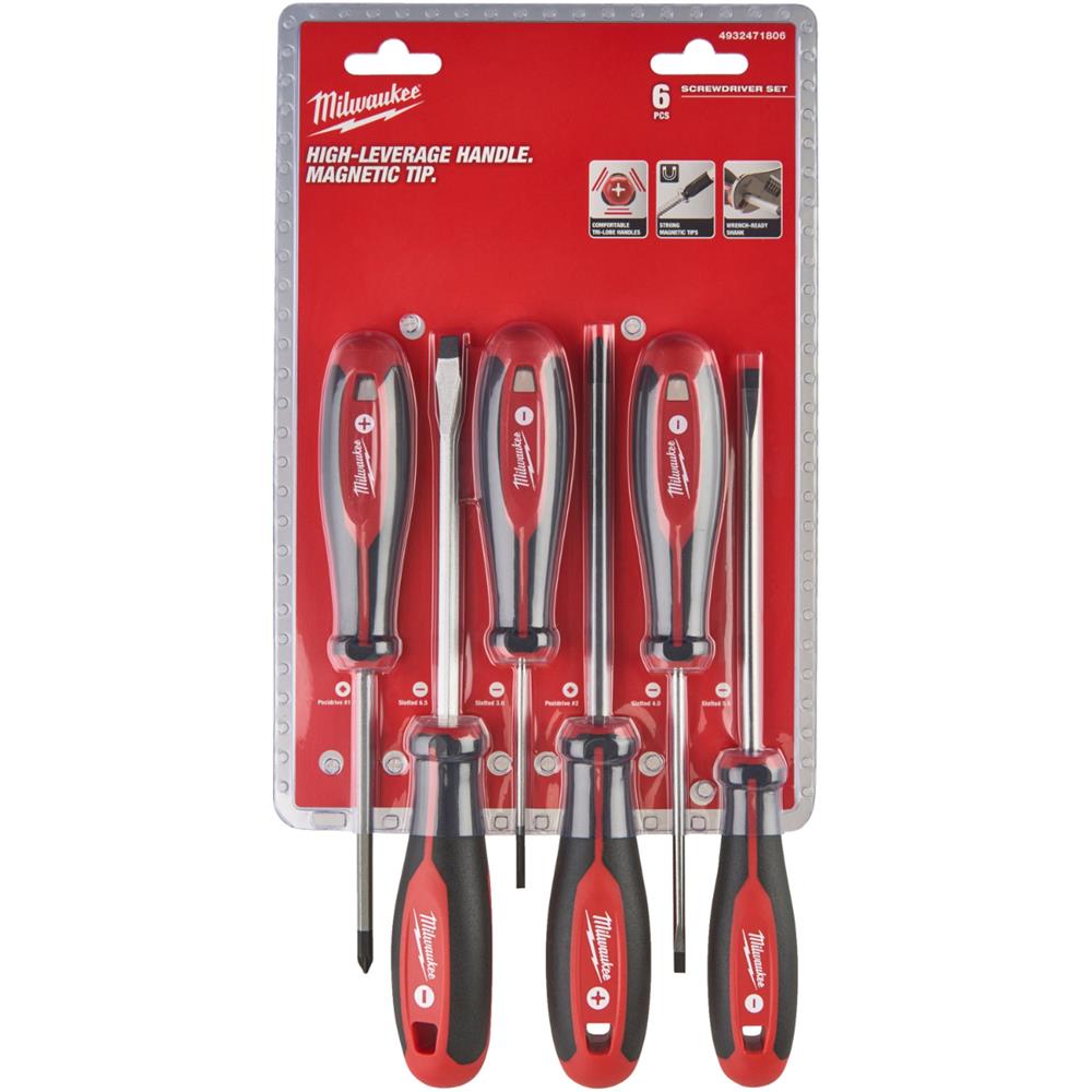 Milwaukee 4932471806 6 Piece Tri-Lobe Screwdriver Set (Pozi/Slotted ...