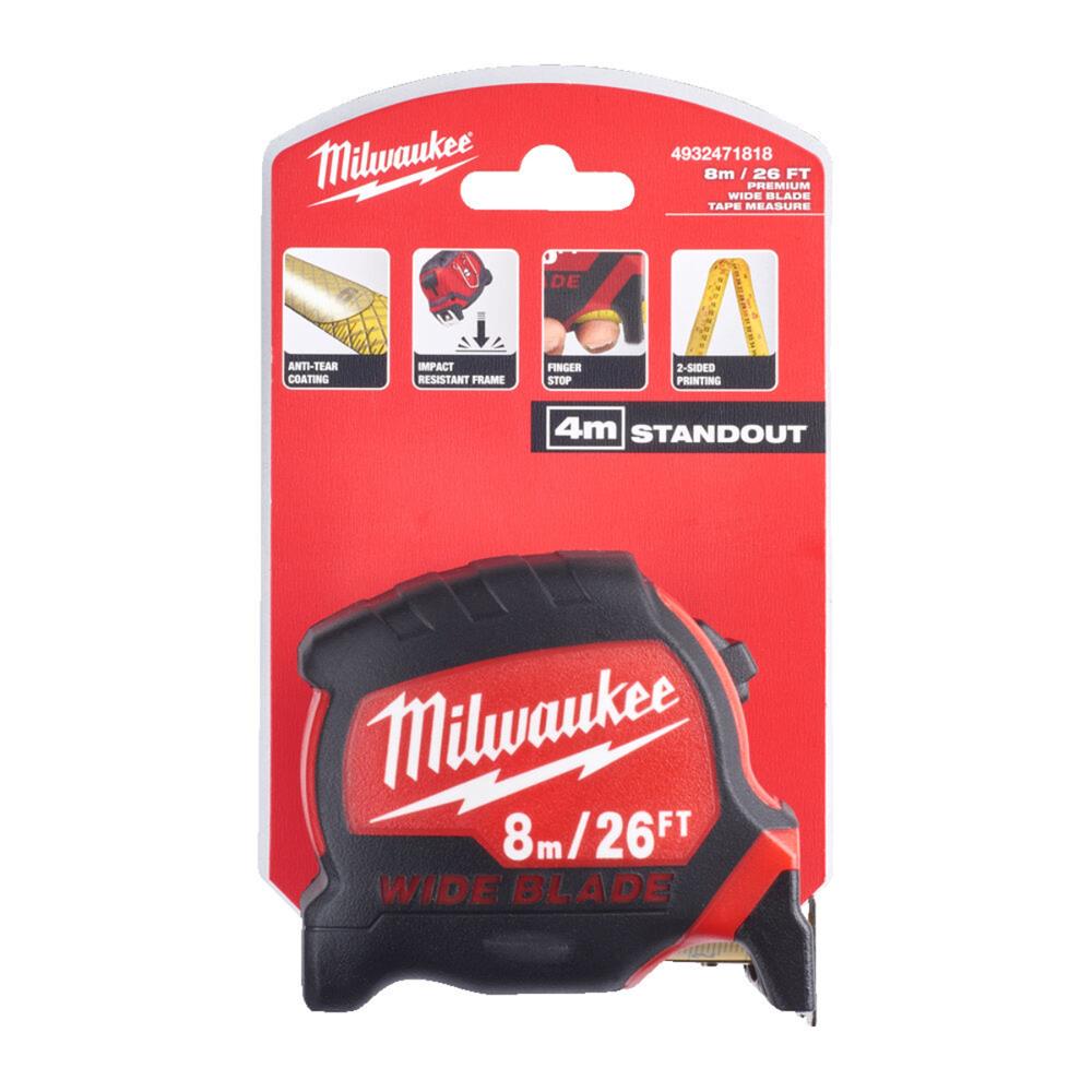 Milwaukee 4932471818 Premium Wide Blade 8m/26ft Tape Measure | Toolfix ...