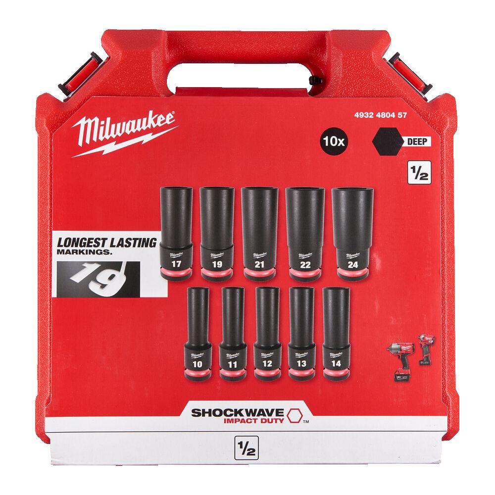 Milwaukee 4932480457 Shockwave 10 Piece 1/2" Deep Impact Socket Set ...