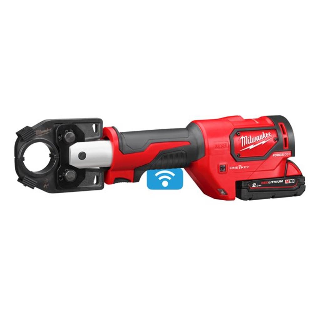 Milwaukee M18HCCT-201C FORCE LOGIC Hydraulic 53 kN Cable Crimper (1x2 ...