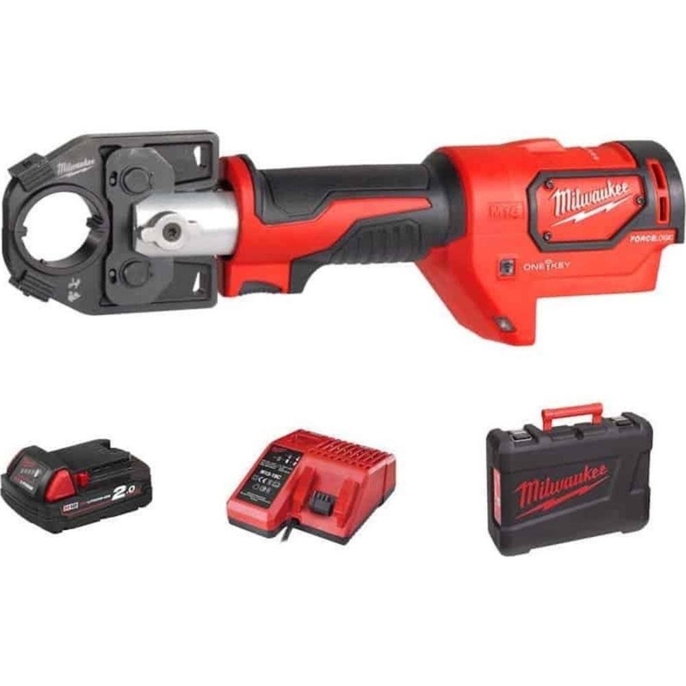 Milwaukee M18HCCT-201C FORCE LOGIC Hydraulic 53 kN Cable Crimper (1x2 ...