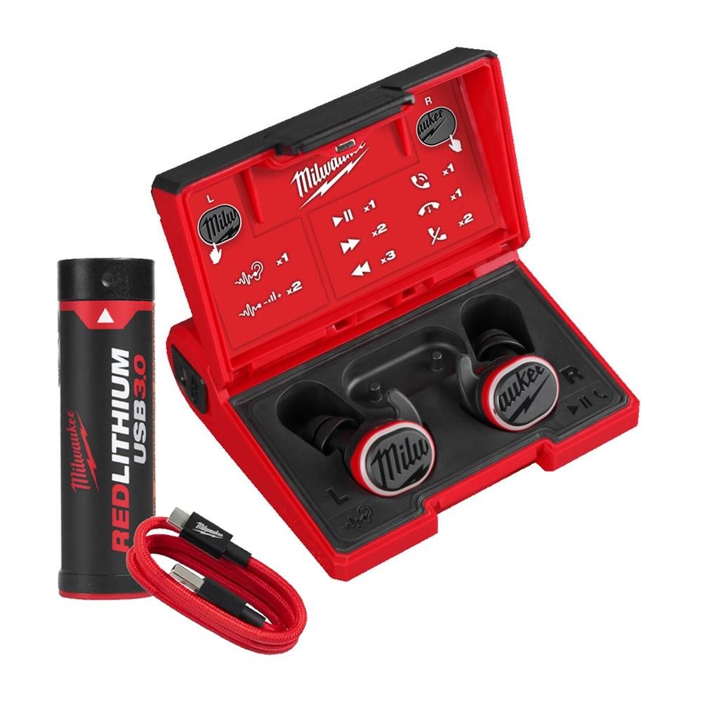 Milwaukee L4 RLEPB-301 REDLITHIUM USB Bluetooth Jobsite Ear Buds with ...