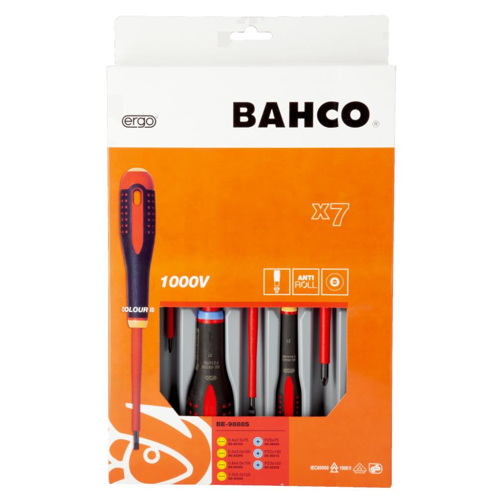 Bahco BE-9888S VDE Ergo Screwdriver Set 7 Piece Slot/Pozi | Toolfix ...